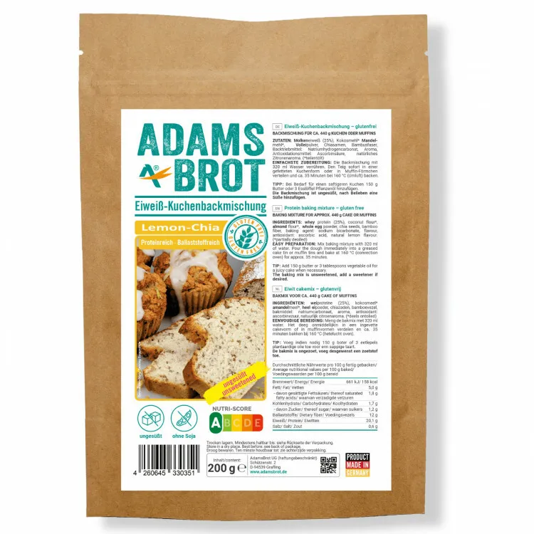 Kage bagemix, citron & chia smag (200 g) Proteinbageblandinger Bagning ...